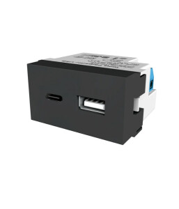 MODULO USB + USB-C 3A NEGRO | Electro Tucumán